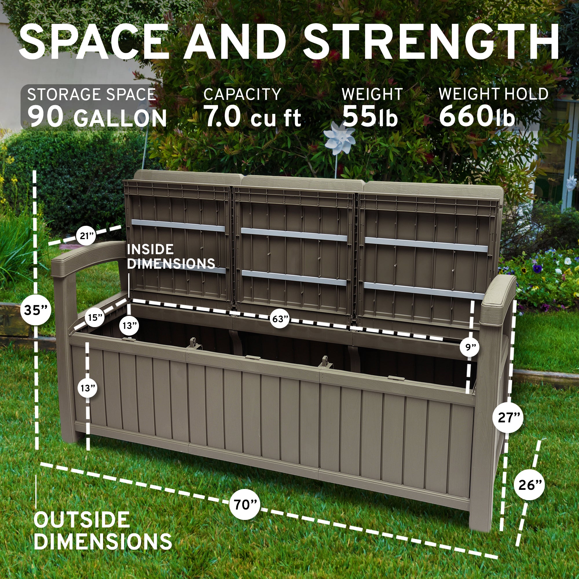 Outdoor storage and seating store